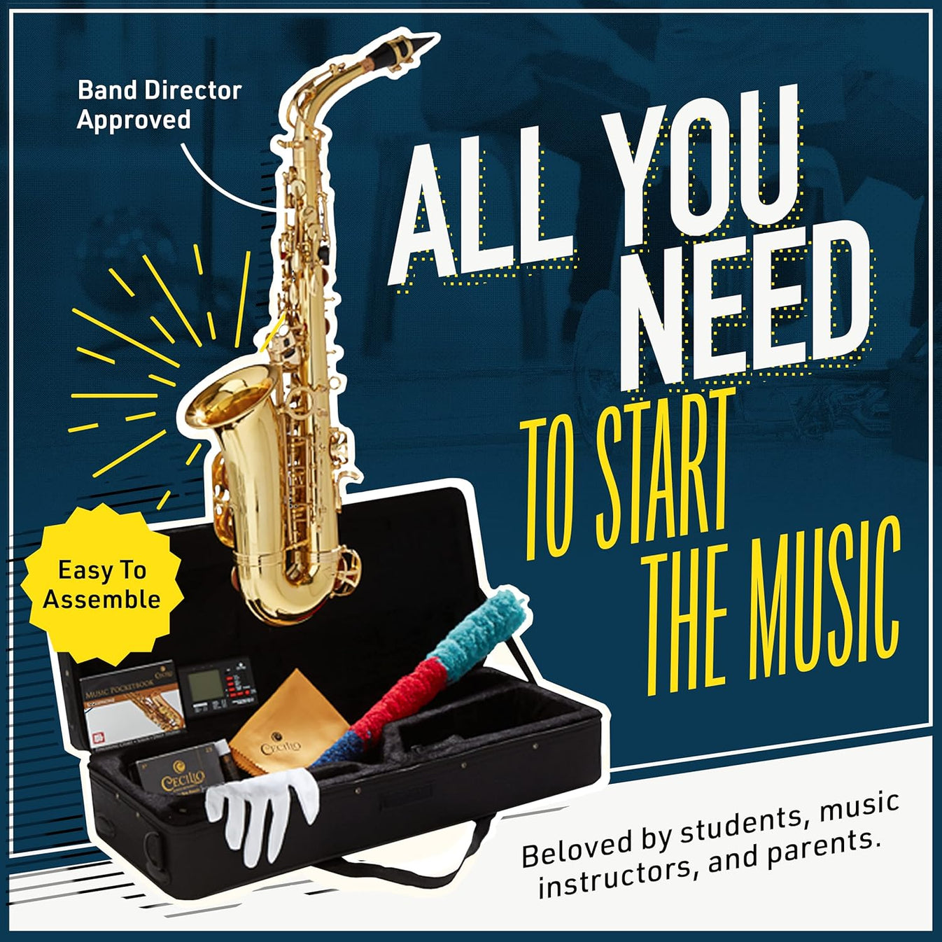 Mendini Alto Saxophone E Flat with Case, Tuner, Mouthpiece – Cecilio Music