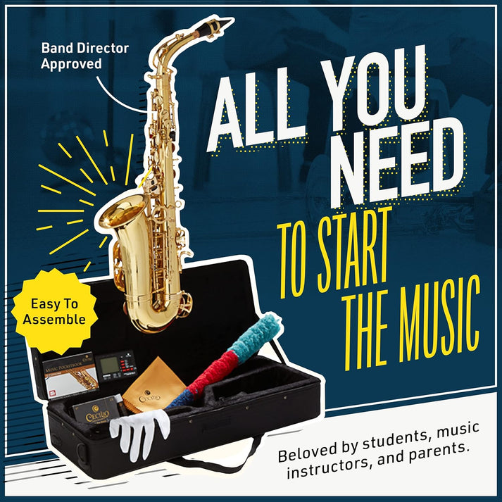 Mendini Alto Saxophone E Flat with Case, Tuner, Mouthpiece – Cecilio Music
